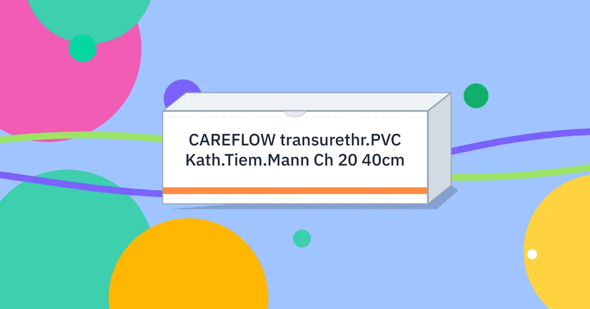 Symbolbild: Packung mit der Aufschrift CAREFLOW transurethr.PVC Kath.Tiem.Mann Ch 20 40cm (PZN 18321176) – Verfügbarkeit und Bezug in Apotheken in Frankfurt am Main