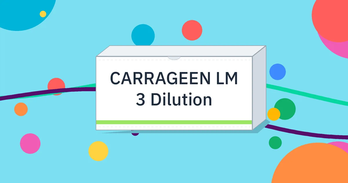Symbolbild: Packung mit der Aufschrift CARRAGEEN LM 3 Dilution (PZN 13430914) – Verfügbarkeit und Bezug in Apotheken in Frankfurt am Main