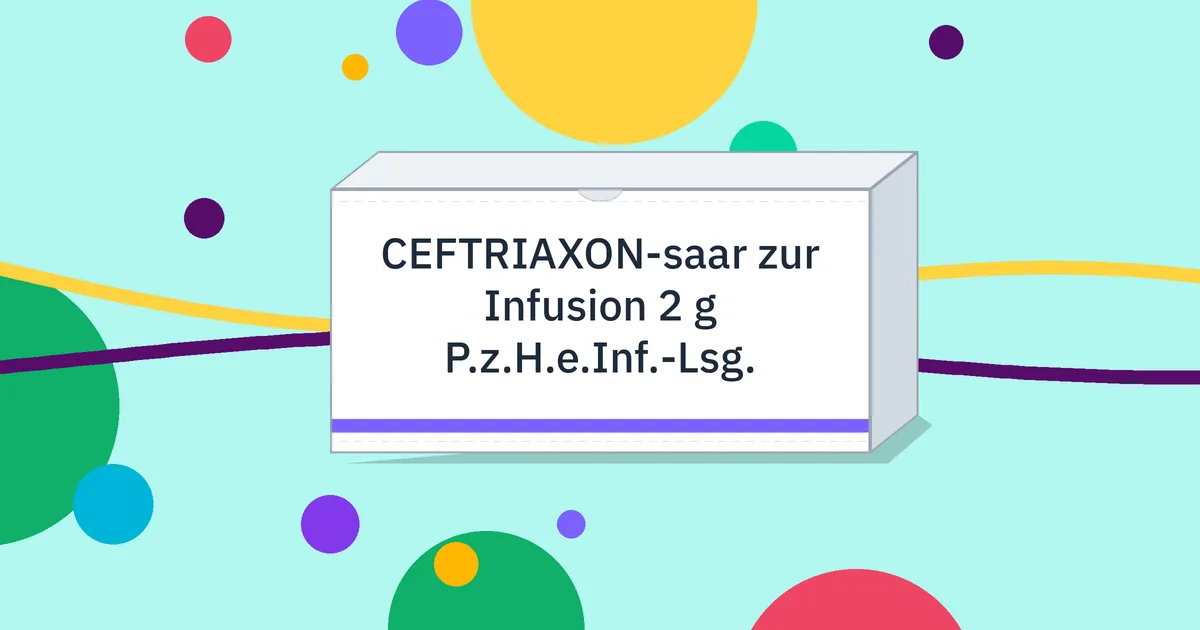 Symbolbild: Packung mit der Aufschrift CEFTRIAXON-saar zur Infusion 2 g P.z.H.e.Inf.-Lsg. (PZN 19875592) – Verfügbarkeit und Bezug in Apotheken in Frankfurt am Main