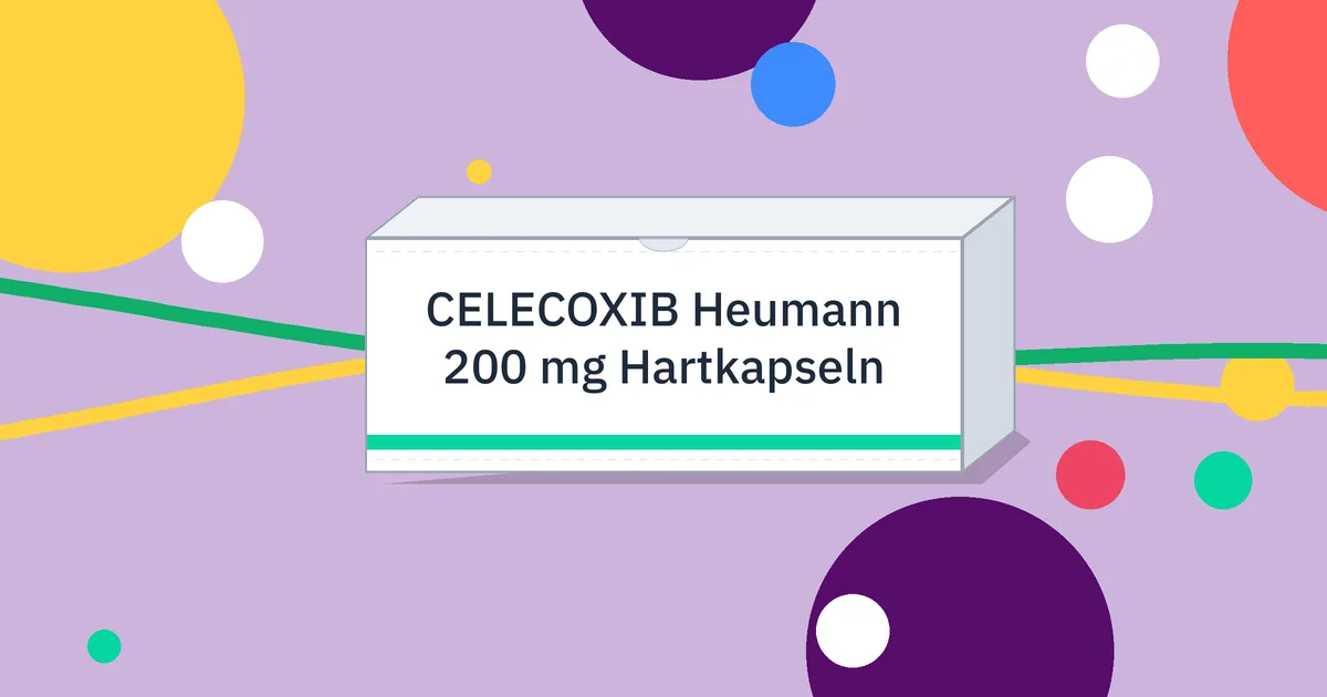 Symbolbild: Packung mit der Aufschrift CELECOXIB Heumann 200 mg Hartkapseln (PZN 11544186) – Verfügbarkeit und Bezug in Apotheken in Frankfurt am Main
