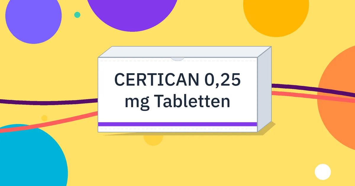 Symbolbild: Packung mit der Aufschrift CERTICAN 0,25 mg Tabletten (PZN 19357816) – Verfügbarkeit und Bezug in Apotheken in Frankfurt am Main