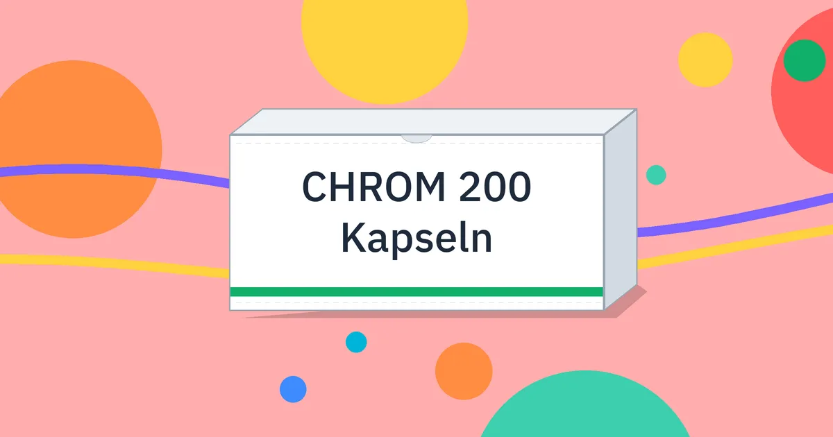 Symbolbild: Packung mit der Aufschrift CHROM 200 Kapseln (PZN 11231168) – Verfügbarkeit und Bezug in Apotheken in Frankfurt am Main