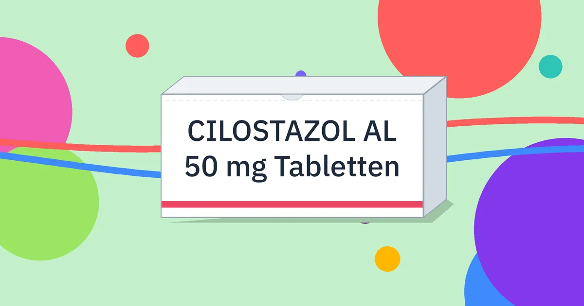 Symbolbild: Packung mit der Aufschrift CILOSTAZOL AL 50 mg Tabletten (PZN 10320680) – Verfügbarkeit und Bezug in Apotheken in Frankfurt am Main