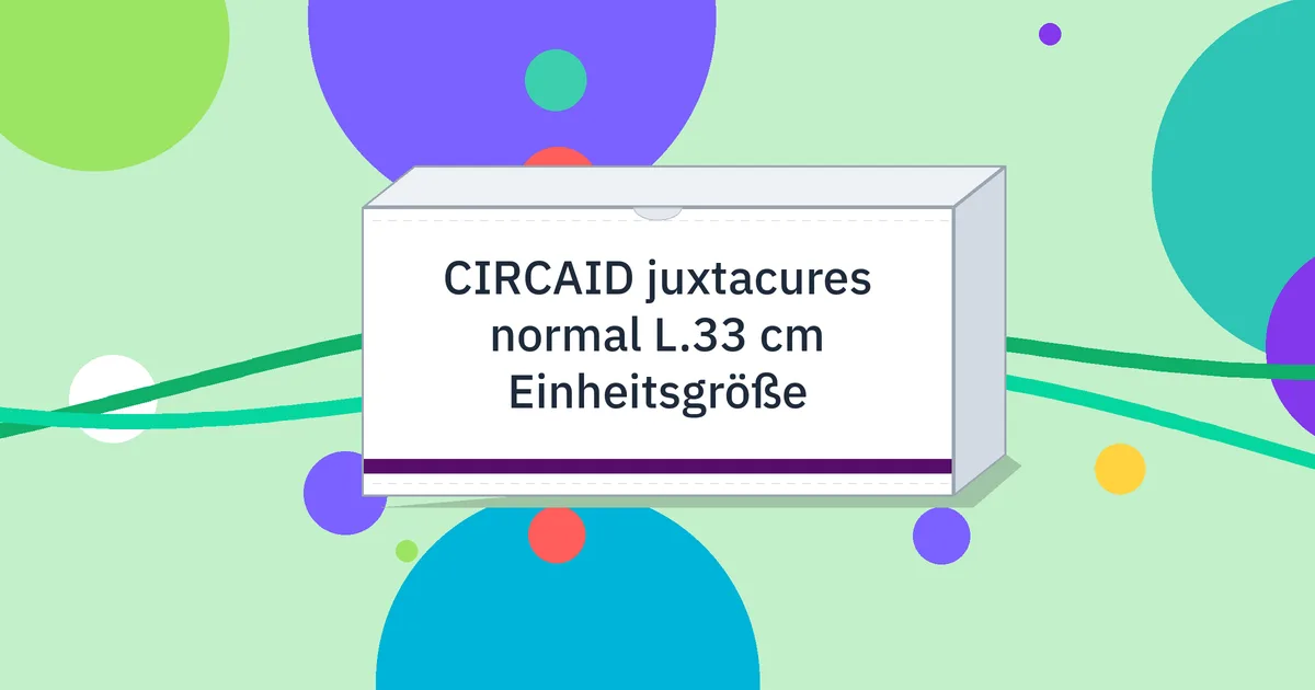 Symbolbild: Packung mit der Aufschrift CIRCAID juxtacures normal L.33 cm Einheitsgröße (PZN 11057919) – Verfügbarkeit und Bezug in Apotheken in Frankfurt am Main