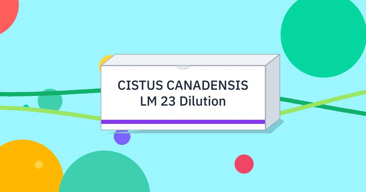 Symbolbild: Packung mit der Aufschrift CISTUS CANADENSIS LM 23 Dilution (PZN 12821446) – Verfügbarkeit und Bezug in Apotheken in Frankfurt am Main