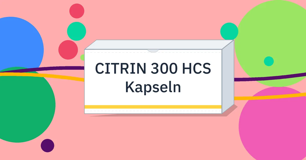 Symbolbild: Packung mit der Aufschrift CITRIN 300 HCS Kapseln (PZN 01083465) – Verfügbarkeit und Bezug in Apotheken in Frankfurt am Main