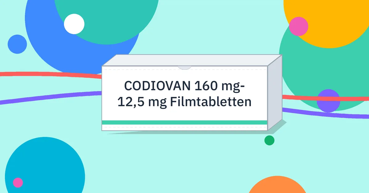 Symbolbild: Packung mit der Aufschrift CODIOVAN 160 mg-12,5 mg Filmtabletten (PZN 02428883) – Verfügbarkeit und Bezug in Apotheken in Frankfurt am Main