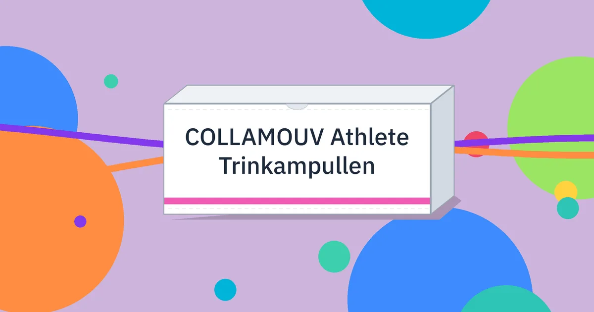 Symbolbild: Packung mit der Aufschrift COLLAMOUV Athlete Trinkampullen (PZN 20413046) – Verfügbarkeit und Bezug in Apotheken in Frankfurt am Main