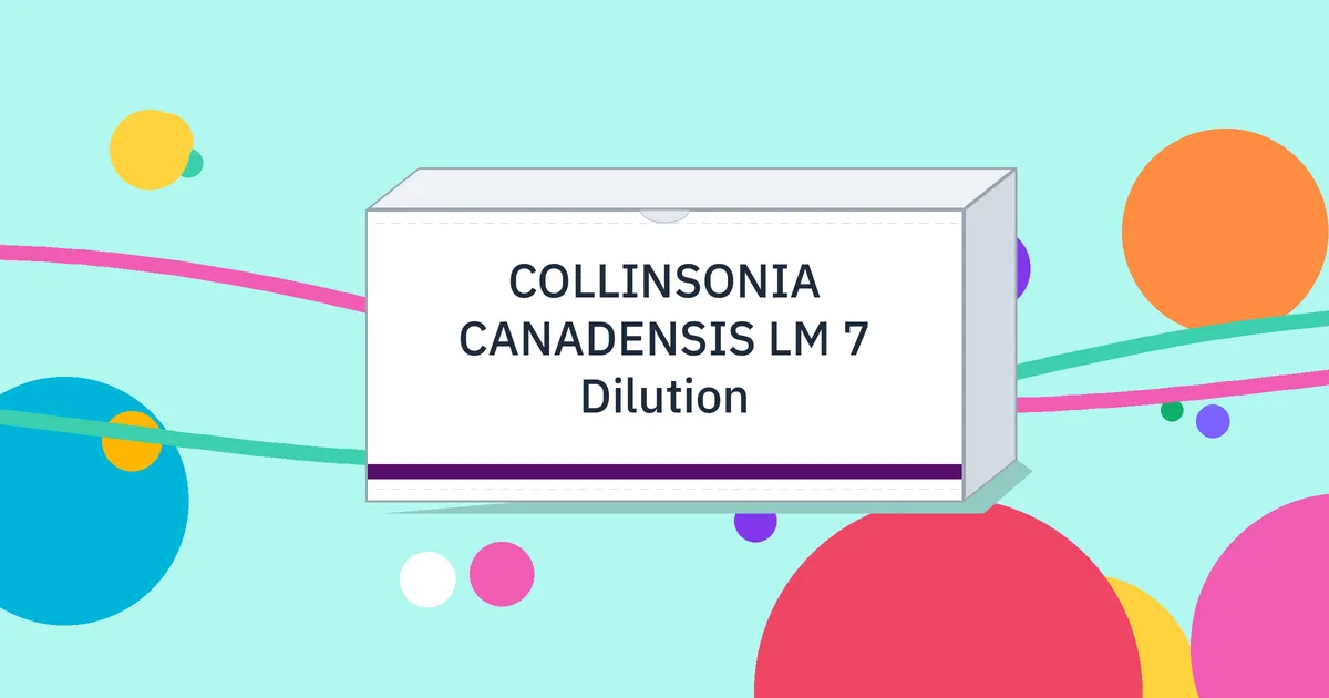 Symbolbild: Packung mit der Aufschrift COLLINSONIA CANADENSIS LM 7 Dilution (PZN 13447760) – Verfügbarkeit und Bezug in Apotheken in Frankfurt am Main