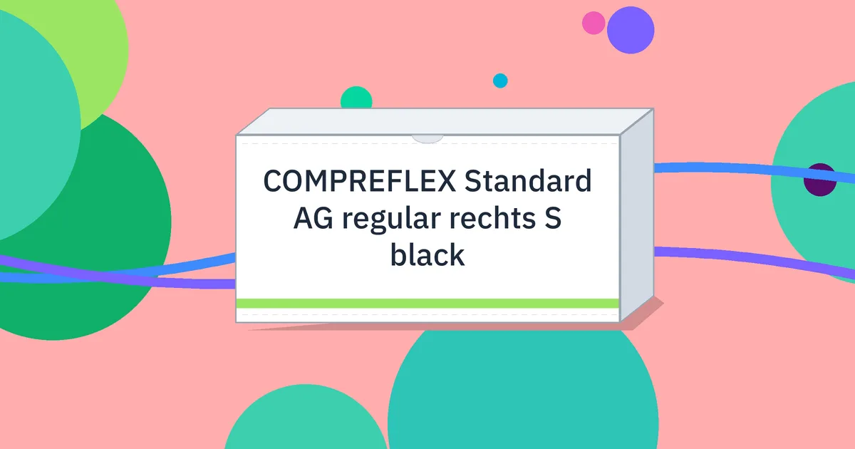 Symbolbild: Packung mit der Aufschrift COMPREFLEX Standard AG regular rechts S black (PZN 19534170) – Verfügbarkeit und Bezug in Apotheken in Frankfurt am Main