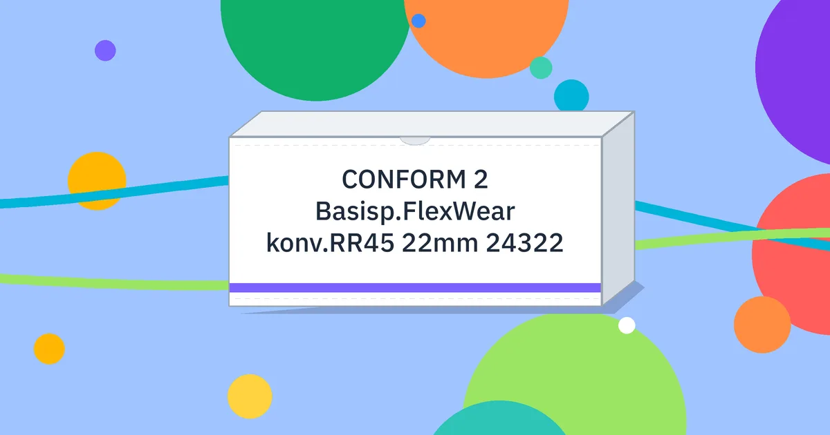 Symbolbild: Packung mit der Aufschrift CONFORM 2 Basisp.FlexWear konv.RR45 22mm 24322 (PZN 01464664) – Verfügbarkeit und Bezug in Apotheken in Frankfurt am Main