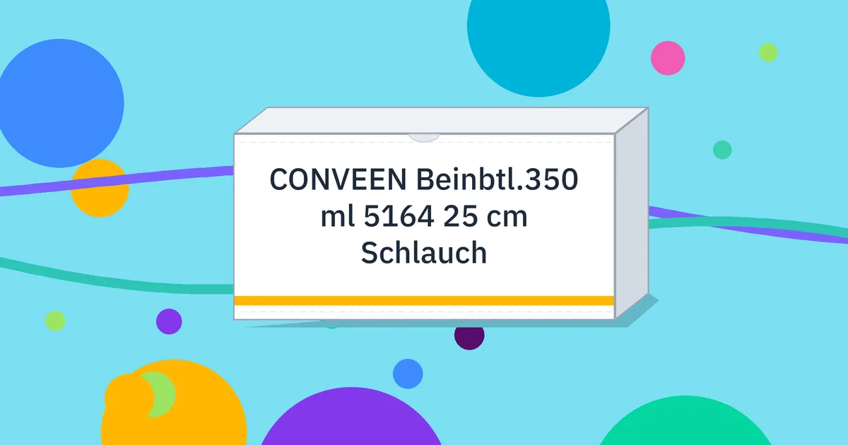 Symbolbild: Packung mit der Aufschrift CONVEEN Beinbtl.350 ml 5164 25 cm Schlauch (PZN 08711189) – Verfügbarkeit und Bezug in Apotheken in Frankfurt am Main