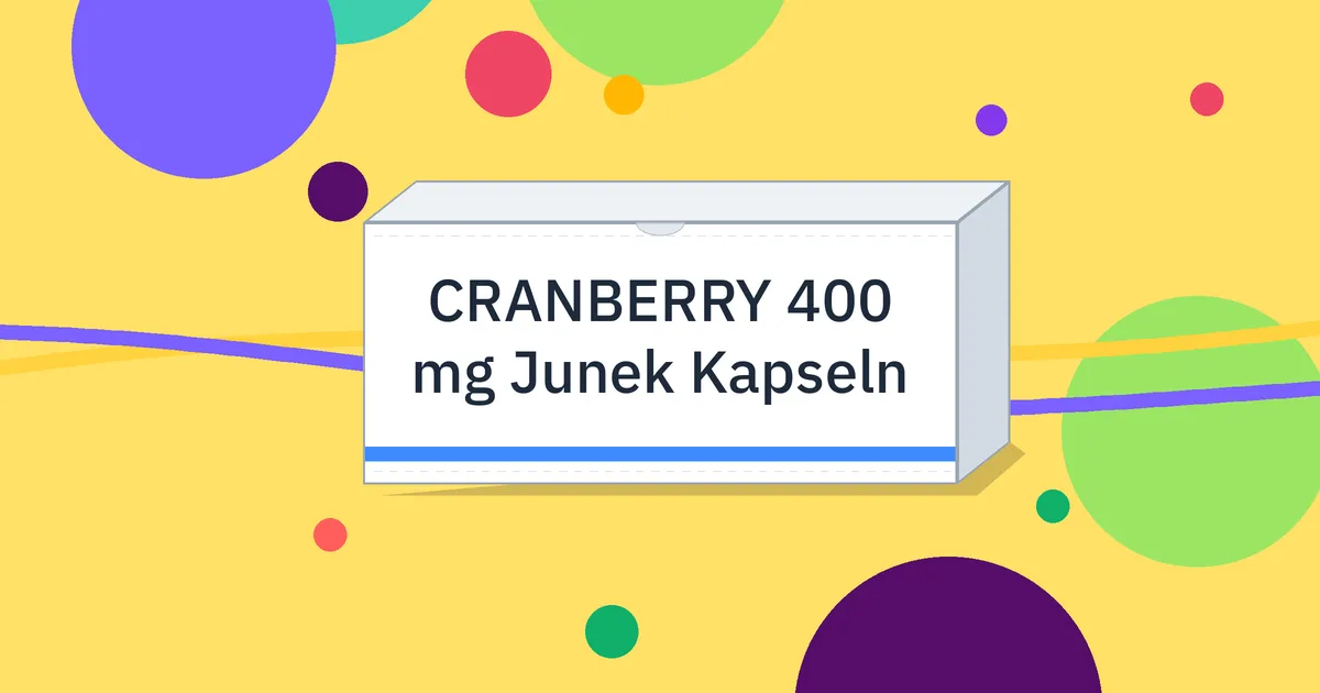 Symbolbild: Packung mit der Aufschrift CRANBERRY 400 mg Junek Kapseln (PZN 00988537) – Verfügbarkeit und Bezug in Apotheken in Frankfurt am Main