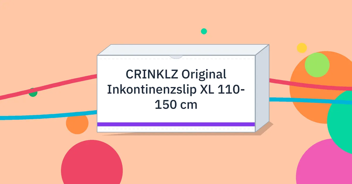 Symbolbild: Packung mit der Aufschrift CRINKLZ Original Inkontinenzslip XL 110-150 cm (PZN 15617947) – Verfügbarkeit und Bezug in Apotheken in Frankfurt am Main