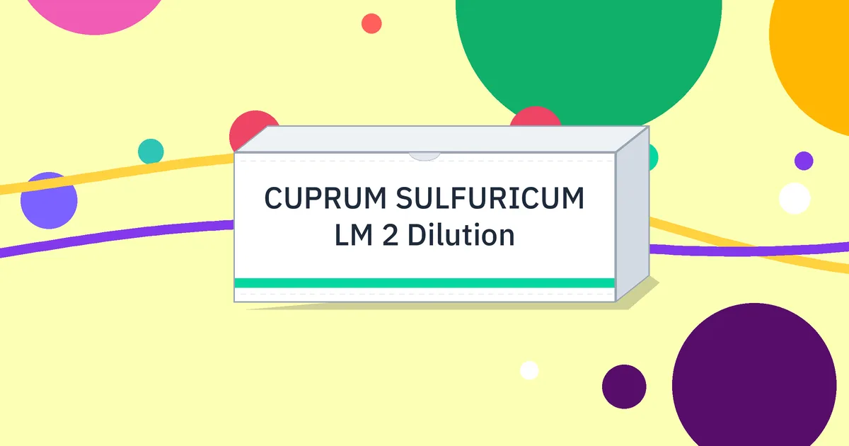 Symbolbild: Packung mit der Aufschrift CUPRUM SULFURICUM LM 2 Dilution (PZN 12838932) – Verfügbarkeit und Bezug in Apotheken in Frankfurt am Main