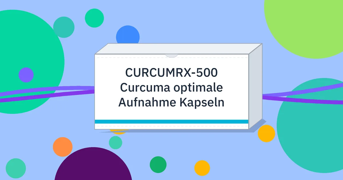 Symbolbild: Packung mit der Aufschrift CURCUMRX-500 Curcuma optimale Aufnahme Kapseln (PZN 16827262) – Verfügbarkeit und Bezug in Apotheken in Frankfurt am Main