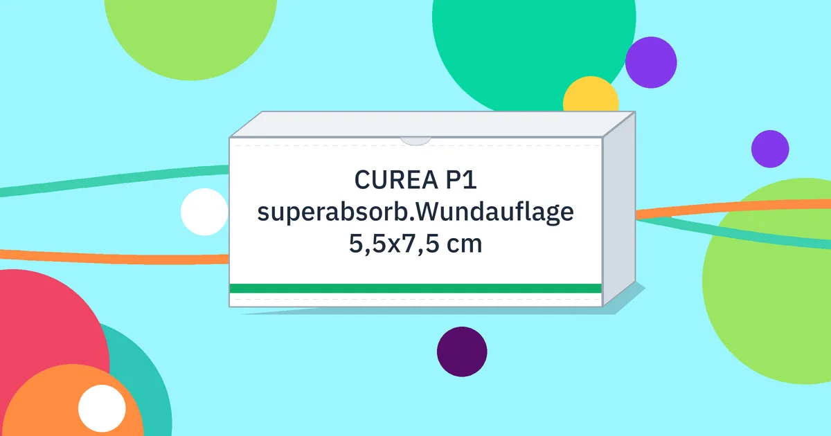 Symbolbild: Packung mit der Aufschrift CUREA P1 superabsorb.Wundauflage 5,5x7,5 cm (PZN 16005695) – Verfügbarkeit und Bezug in Apotheken in Frankfurt am Main