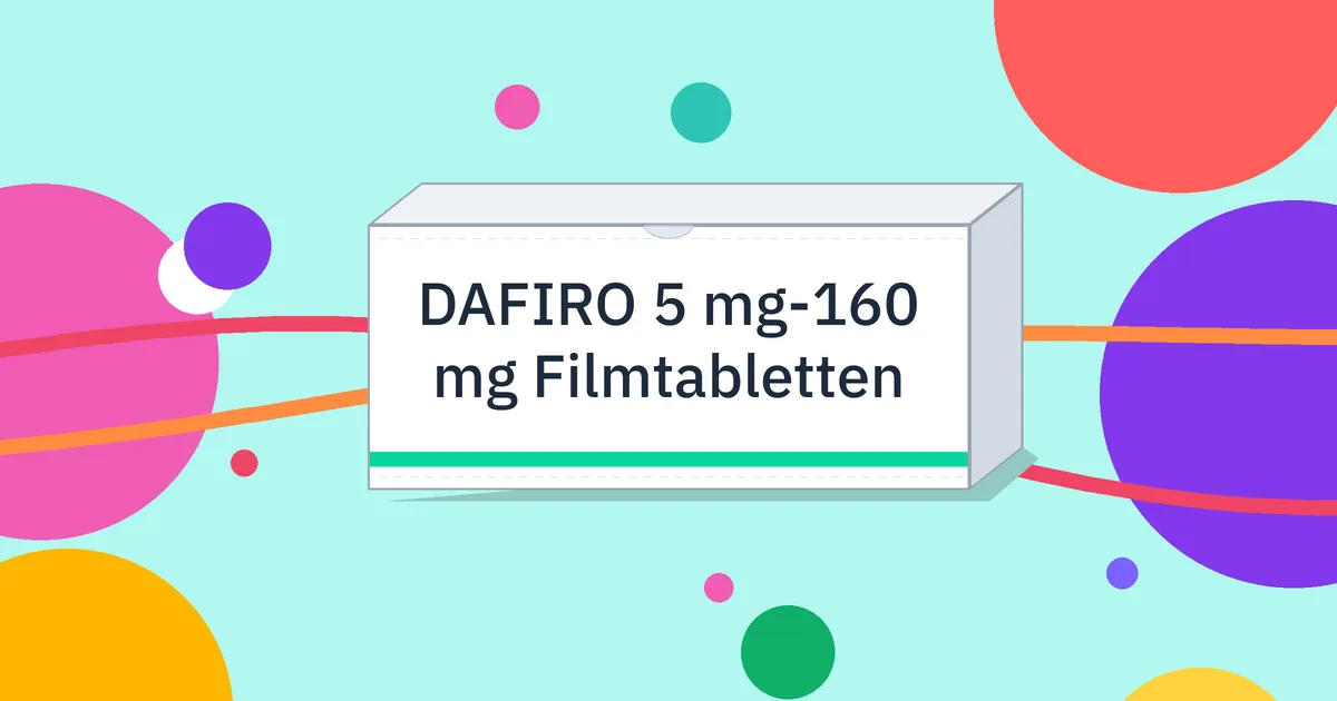Symbolbild: Packung mit der Aufschrift DAFIRO 5 mg-160 mg Filmtabletten (PZN 11519685) – Verfügbarkeit und Bezug in Apotheken in Frankfurt am Main