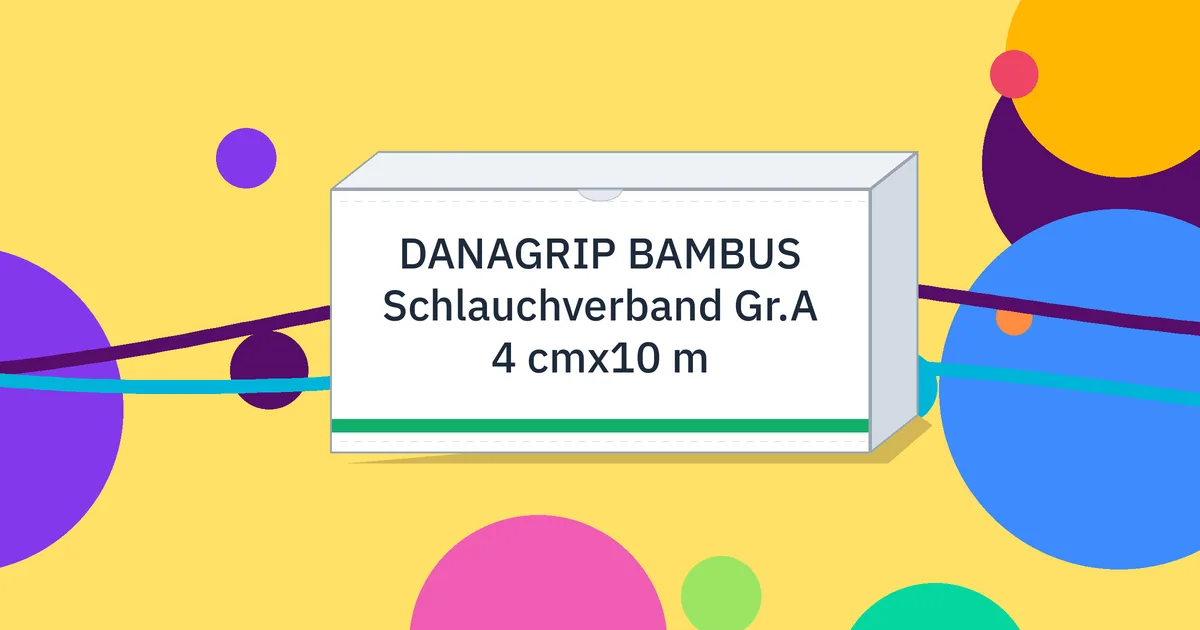 Symbolbild: Packung mit der Aufschrift DANAGRIP BAMBUS Schlauchverband Gr.A 4 cmx10 m (PZN 18368456) – Verfügbarkeit und Bezug in Apotheken in Frankfurt am Main