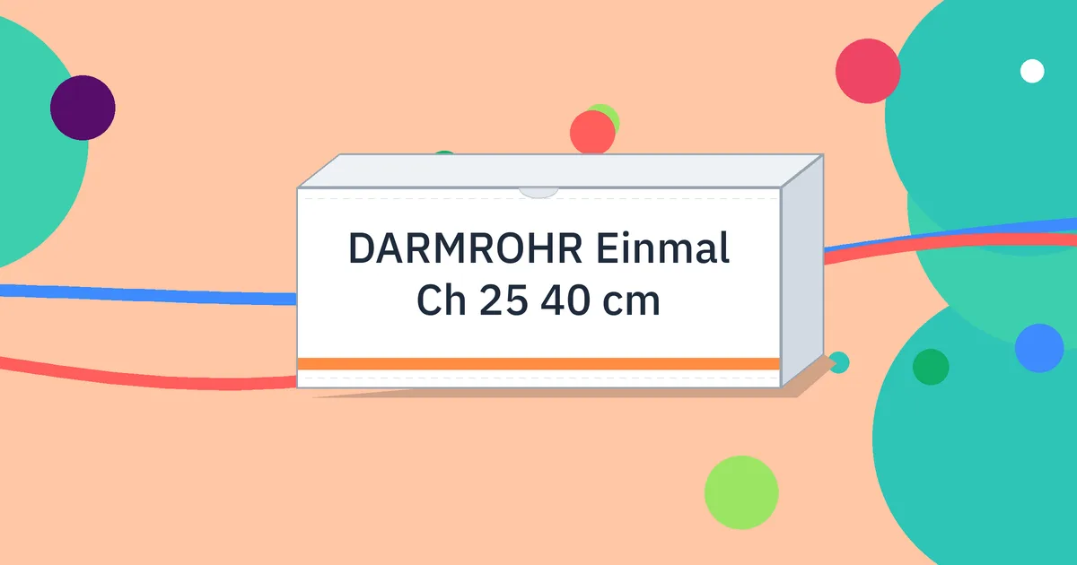 Symbolbild: Packung mit der Aufschrift DARMROHR Einmal Ch 25 40 cm (PZN 03903406) – Verfügbarkeit und Bezug in Apotheken in Frankfurt am Main