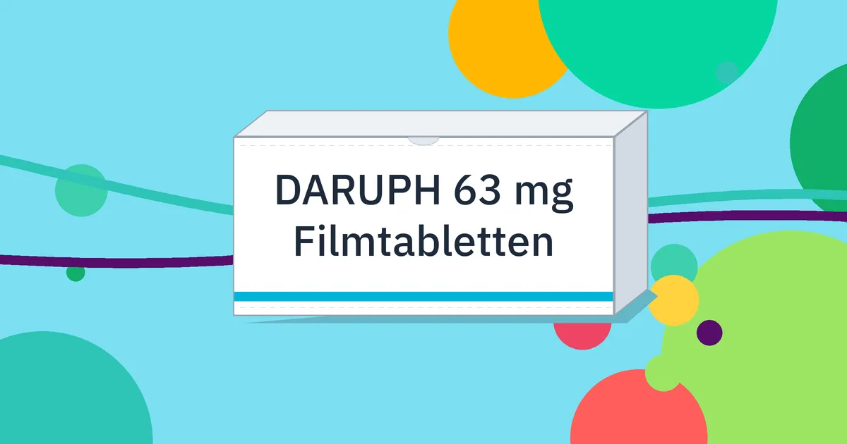 Symbolbild: Packung mit der Aufschrift DARUPH 63 mg Filmtabletten (PZN 17601063) – Verfügbarkeit und Bezug in Apotheken in Frankfurt am Main