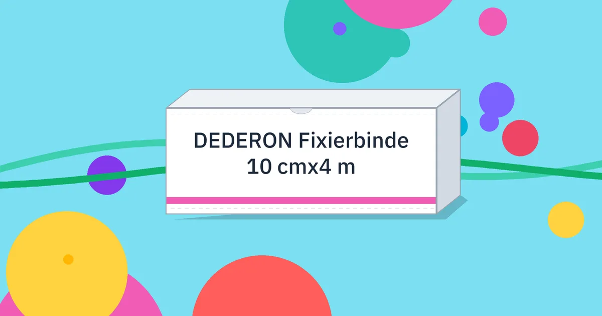 Symbolbild: Packung mit der Aufschrift DEDERON Fixierbinde 10 cmx4 m (PZN 09313657) – Verfügbarkeit und Bezug in Apotheken in Frankfurt am Main