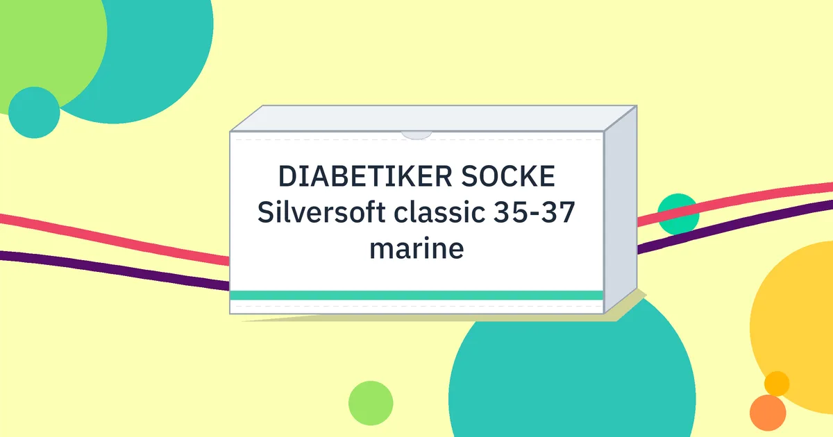 Symbolbild: Packung mit der Aufschrift DIABETIKER SOCKE Silversoft classic 35-37 marine (PZN 11124656) – Verfügbarkeit und Bezug in Apotheken in Frankfurt am Main