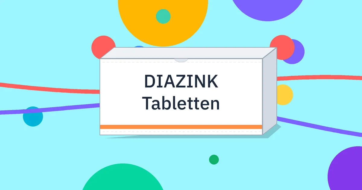 Symbolbild: Packung mit der Aufschrift DIAZINK Tabletten (PZN 07734685) – Verfügbarkeit und Bezug in Apotheken in Frankfurt am Main