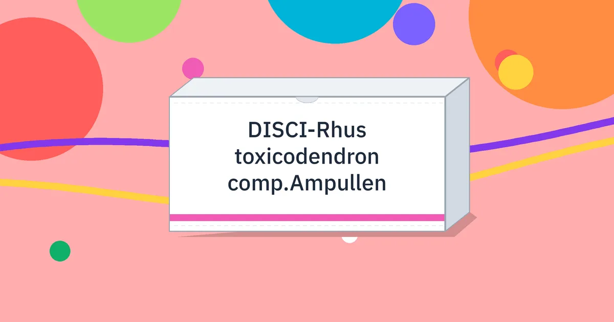 Symbolbild: Packung mit der Aufschrift DISCI-Rhus toxicodendron comp.Ampullen (PZN 02085644) – Verfügbarkeit und Bezug in Apotheken in Frankfurt am Main