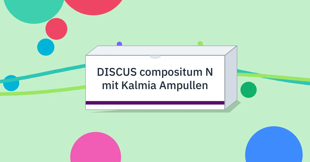 Symbolbild: Packung mit der Aufschrift DISCUS compositum N mit Kalmia Ampullen (PZN 04031144) – Verfügbarkeit und Bezug in Apotheken in Frankfurt am Main