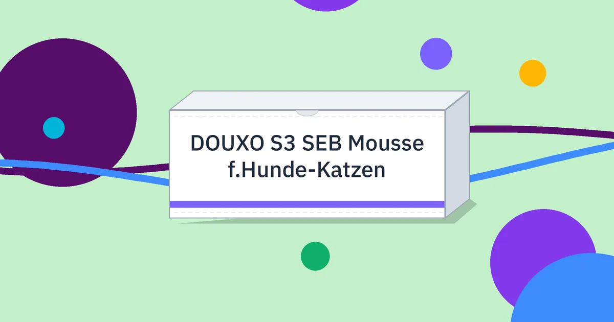 Symbolbild: Packung mit der Aufschrift DOUXO S3 SEB Mousse f.Hunde-Katzen (PZN 17826342) – Verfügbarkeit und Bezug in Apotheken in Frankfurt am Main