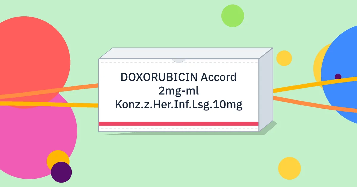 Symbolbild: Packung mit der Aufschrift DOXORUBICIN Accord 2mg-ml Konz.z.Her.Inf.Lsg.10mg (PZN 00252463) – Verfügbarkeit und Bezug in Apotheken in Frankfurt am Main