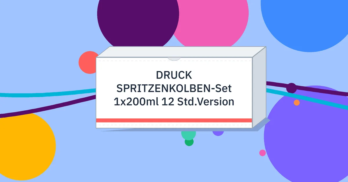 Symbolbild: Packung mit der Aufschrift DRUCK SPRITZENKOLBEN-Set 1x200ml 12 Std.Version (PZN 17303035) – Verfügbarkeit und Bezug in Apotheken in Frankfurt am Main
