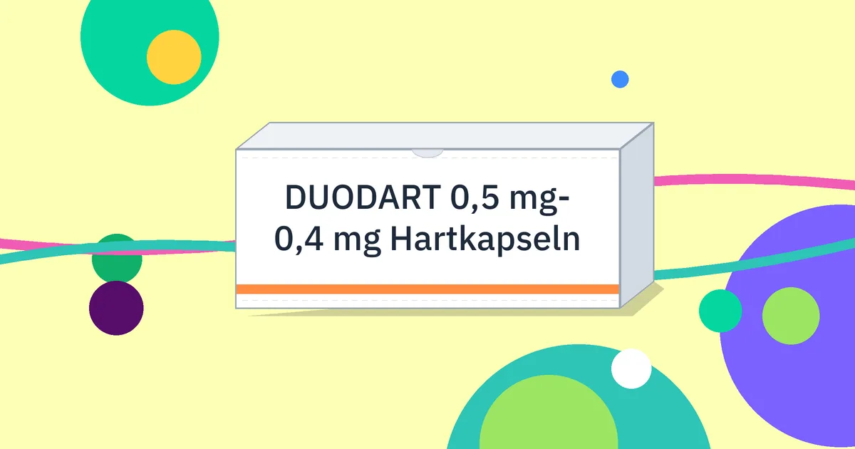 Symbolbild: Packung mit der Aufschrift DUODART 0,5 mg-0,4 mg Hartkapseln (PZN 17151683) – Verfügbarkeit und Bezug in Apotheken in Frankfurt am Main