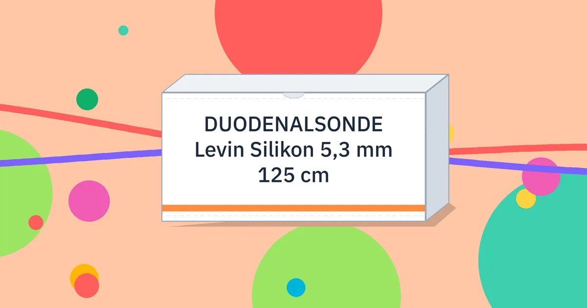 Symbolbild: Packung mit der Aufschrift DUODENALSONDE Levin Silikon 5,3 mm 125 cm (PZN 00989809) – Verfügbarkeit und Bezug in Apotheken in Frankfurt am Main