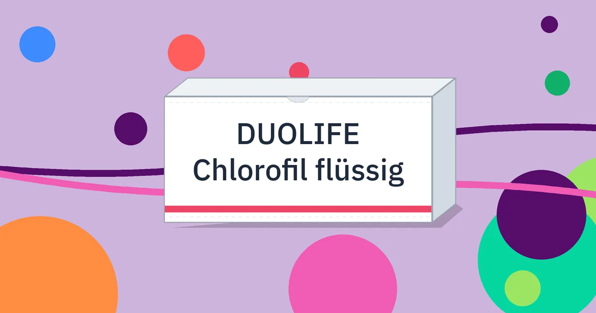 Symbolbild: Packung mit der Aufschrift DUOLIFE Chlorofil flüssig (PZN 16683521) – Verfügbarkeit und Bezug in Apotheken in Frankfurt am Main