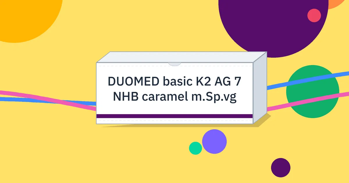Symbolbild: Packung mit der Aufschrift DUOMED basic K2 AG 7 NHB caramel m.Sp.vg (PZN 20908776) – Verfügbarkeit und Bezug in Apotheken in Frankfurt am Main