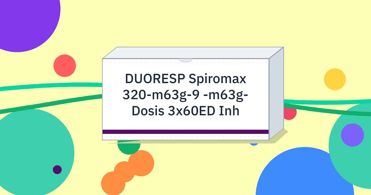 Symbolbild: Packung mit der Aufschrift DUORESP Spiromax 320-m63g-9 -m63g-Dosis 3x60ED Inh (PZN 14178492) – Verfügbarkeit und Bezug in Apotheken in Frankfurt am Main