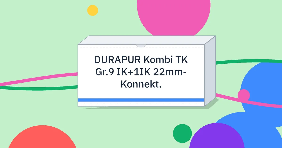 Symbolbild: Packung mit der Aufschrift DURAPUR Kombi TK Gr.9 IK+1IK 22mm-Konnekt. (PZN 16030322) – Verfügbarkeit und Bezug in Apotheken in Frankfurt am Main