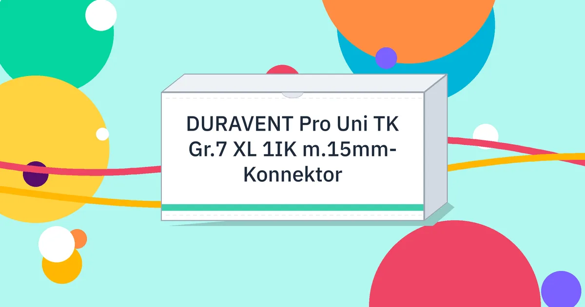 Symbolbild: Packung mit der Aufschrift DURAVENT Pro Uni TK Gr.7 XL 1IK m.15mm-Konnektor (PZN 19242912) – Verfügbarkeit und Bezug in Apotheken in Frankfurt am Main