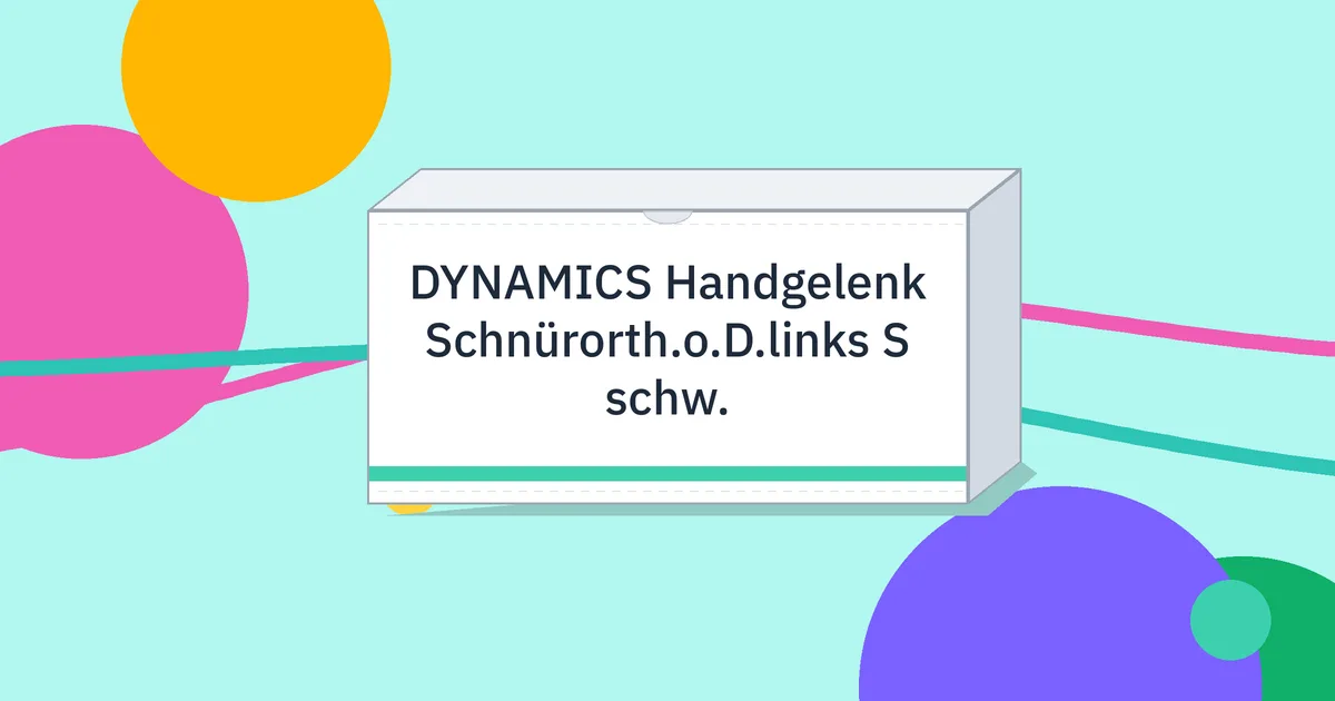 Symbolbild: Packung mit der Aufschrift DYNAMICS Handgelenk Schnürorth.o.D.links S schw. (PZN 10632965) – Verfügbarkeit und Bezug in Apotheken in Frankfurt am Main