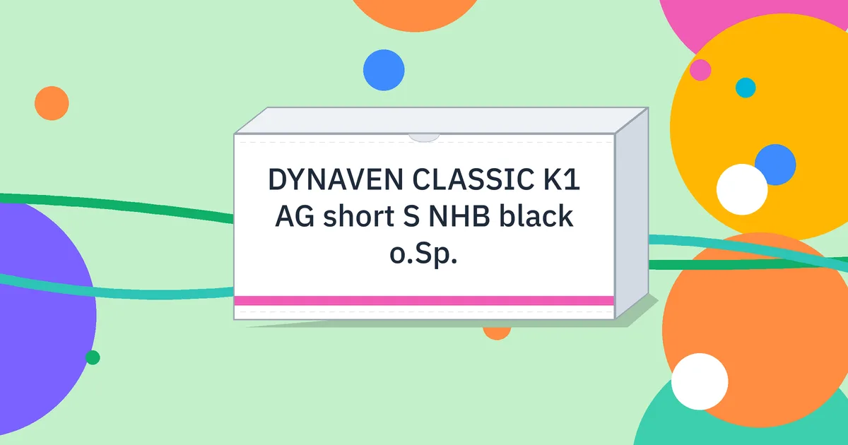 Symbolbild: Packung mit der Aufschrift DYNAVEN CLASSIC K1 AG short S NHB black o.Sp. (PZN 18415316) – Verfügbarkeit und Bezug in Apotheken in Frankfurt am Main