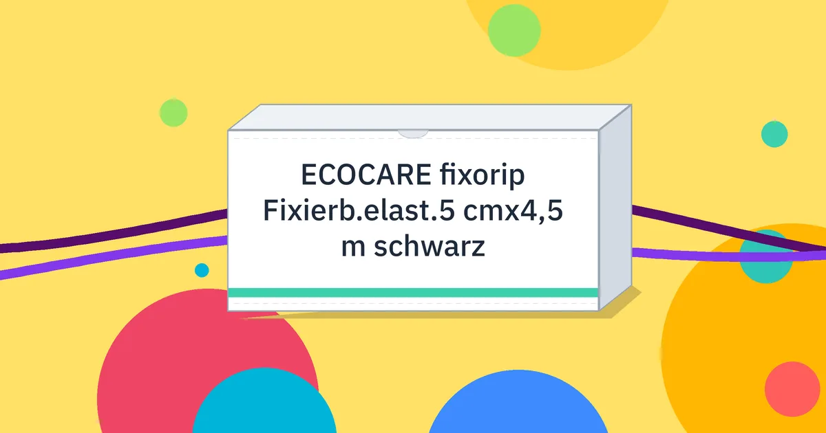 Symbolbild: Packung mit der Aufschrift ECOCARE fixorip Fixierb.elast.5 cmx4,5 m schwarz (PZN 11520458) – Verfügbarkeit und Bezug in Apotheken in Frankfurt am Main