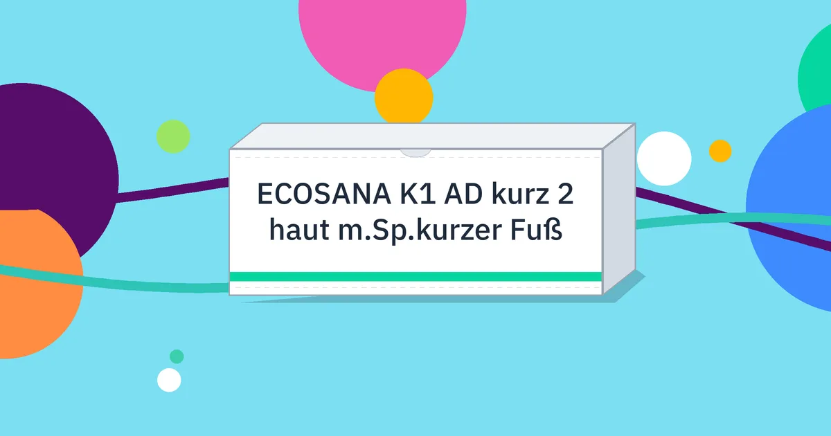 Symbolbild: Packung mit der Aufschrift ECOSANA K1 AD kurz 2 haut m.Sp.kurzer Fuß (PZN 04724568) – Verfügbarkeit und Bezug in Apotheken in Frankfurt am Main