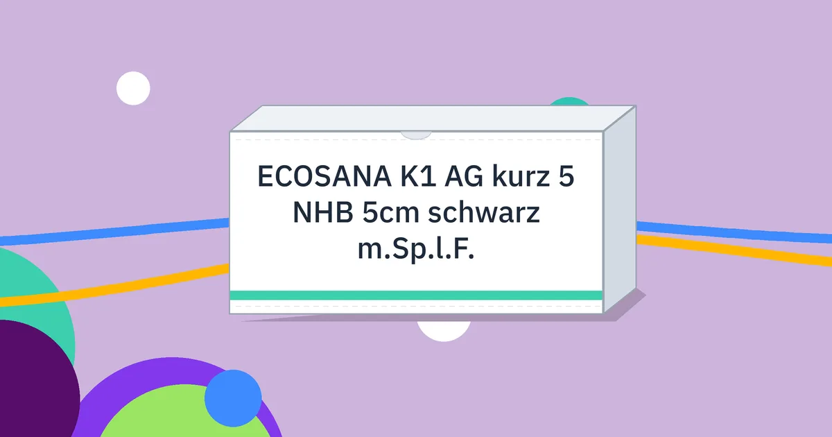 Symbolbild: Packung mit der Aufschrift ECOSANA K1 AG kurz 5 NHB 5cm schwarz m.Sp.l.F. (PZN 04728856) – Verfügbarkeit und Bezug in Apotheken in Frankfurt am Main