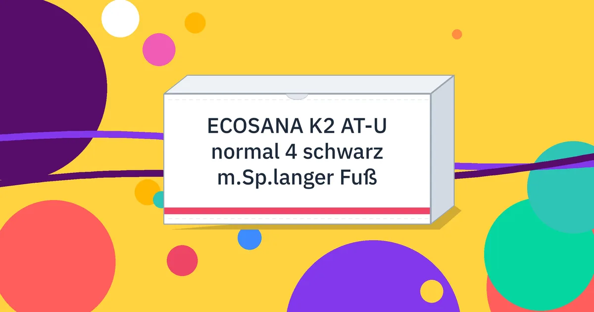 Symbolbild: Packung mit der Aufschrift ECOSANA K2 AT-U normal 4 schwarz m.Sp.langer Fuß (PZN 10956478) – Verfügbarkeit und Bezug in Apotheken in Frankfurt am Main
