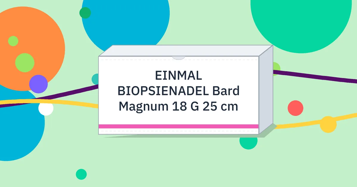 Symbolbild: Packung mit der Aufschrift EINMAL BIOPSIENADEL Bard Magnum 18 G 25 cm (PZN 16617777) – Verfügbarkeit und Bezug in Apotheken in Frankfurt am Main