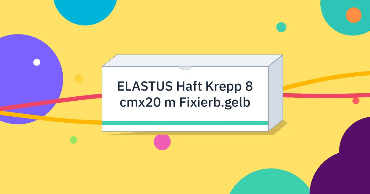 Symbolbild: Packung mit der Aufschrift ELASTUS Haft Krepp 8 cmx20 m Fixierb.gelb (PZN 02741835) – Verfügbarkeit und Bezug in Apotheken in Frankfurt am Main