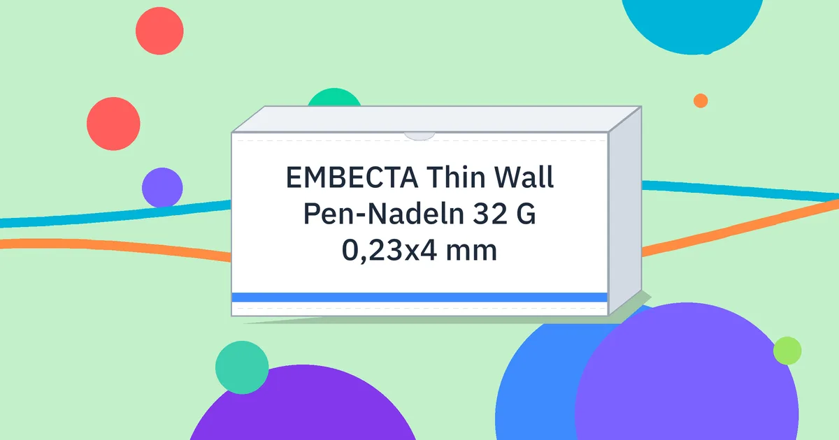 Symbolbild: Packung mit der Aufschrift EMBECTA Thin Wall Pen-Nadeln 32 G 0,23x4 mm (PZN 20623068) – Verfügbarkeit und Bezug in Apotheken in Frankfurt am Main