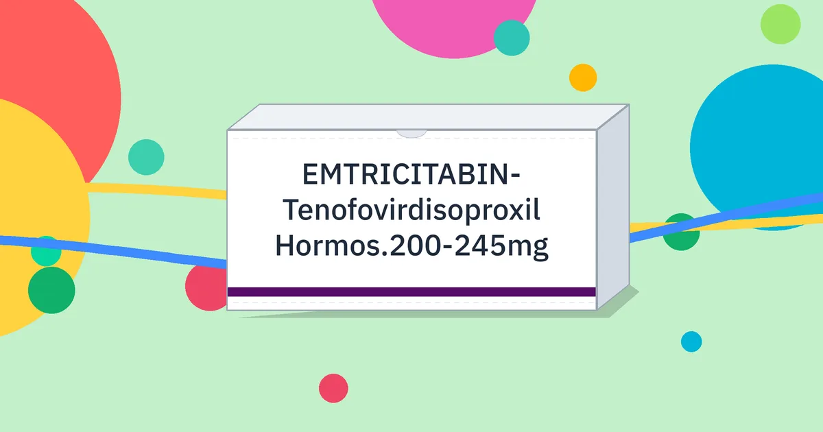 Symbolbild: Packung mit der Aufschrift EMTRICITABIN-Tenofovirdisoproxil Hormos.200-245mg (PZN 13420850) – Verfügbarkeit und Bezug in Apotheken in Frankfurt am Main
